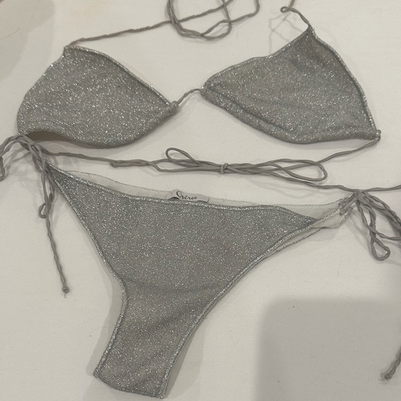 Oseree | Swim | Rare Osree Lumire Triangle String Bikini Silver Glitter ...